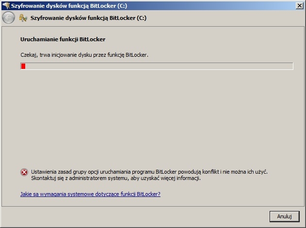 [Rozwiązano] Bitlocker na Windows 7 Ultimate 64bit - błąd szyfrowania dysku