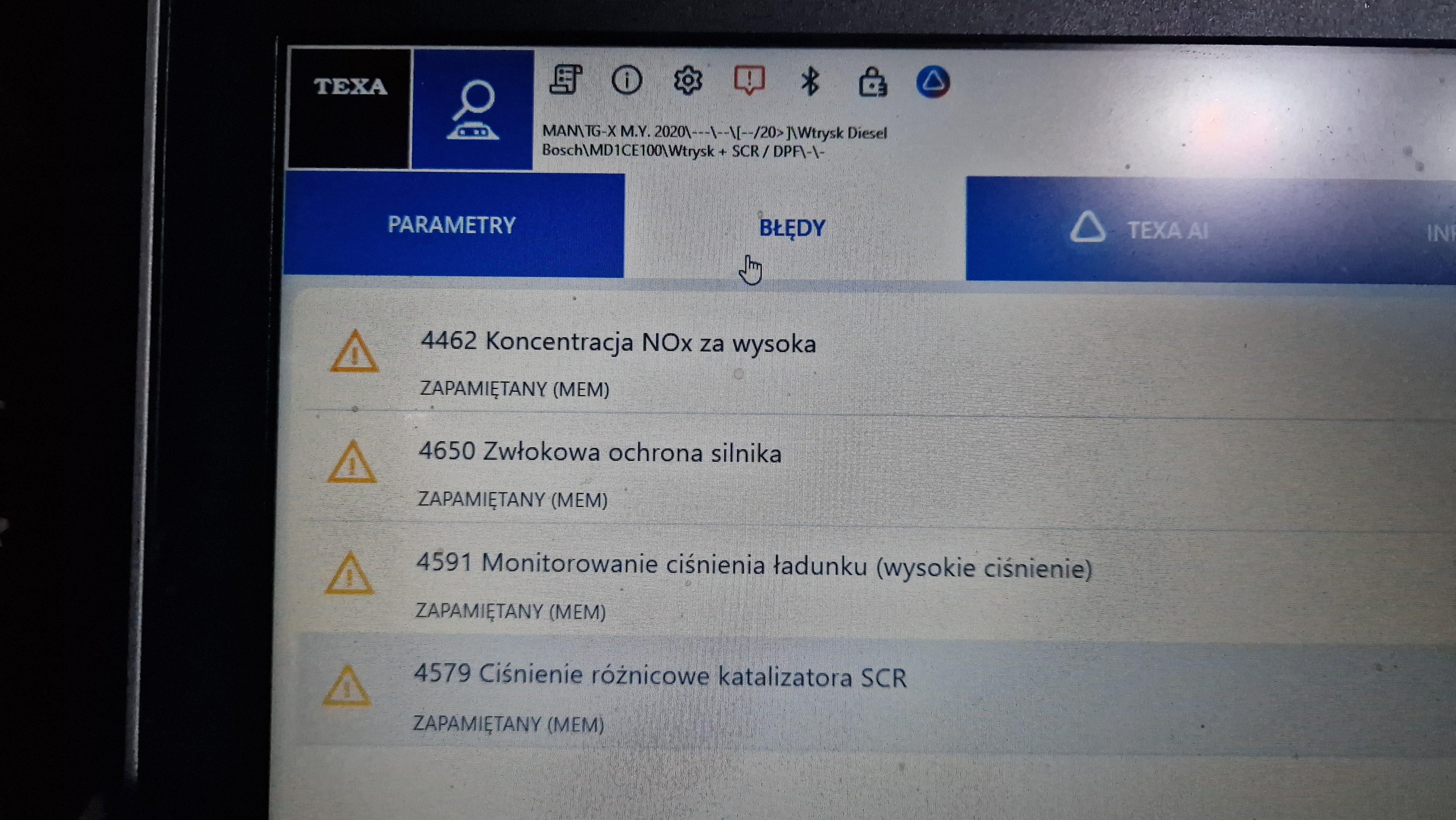 MAN TGX 2021 D38 510KM – spadek mocy, check engine, wzrost spalania