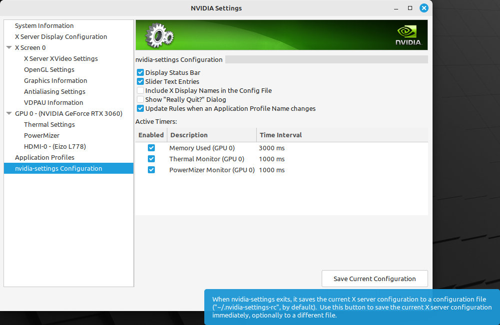 NVidia settings - jak włączyć na stałe ustawienia wentylatorów?
