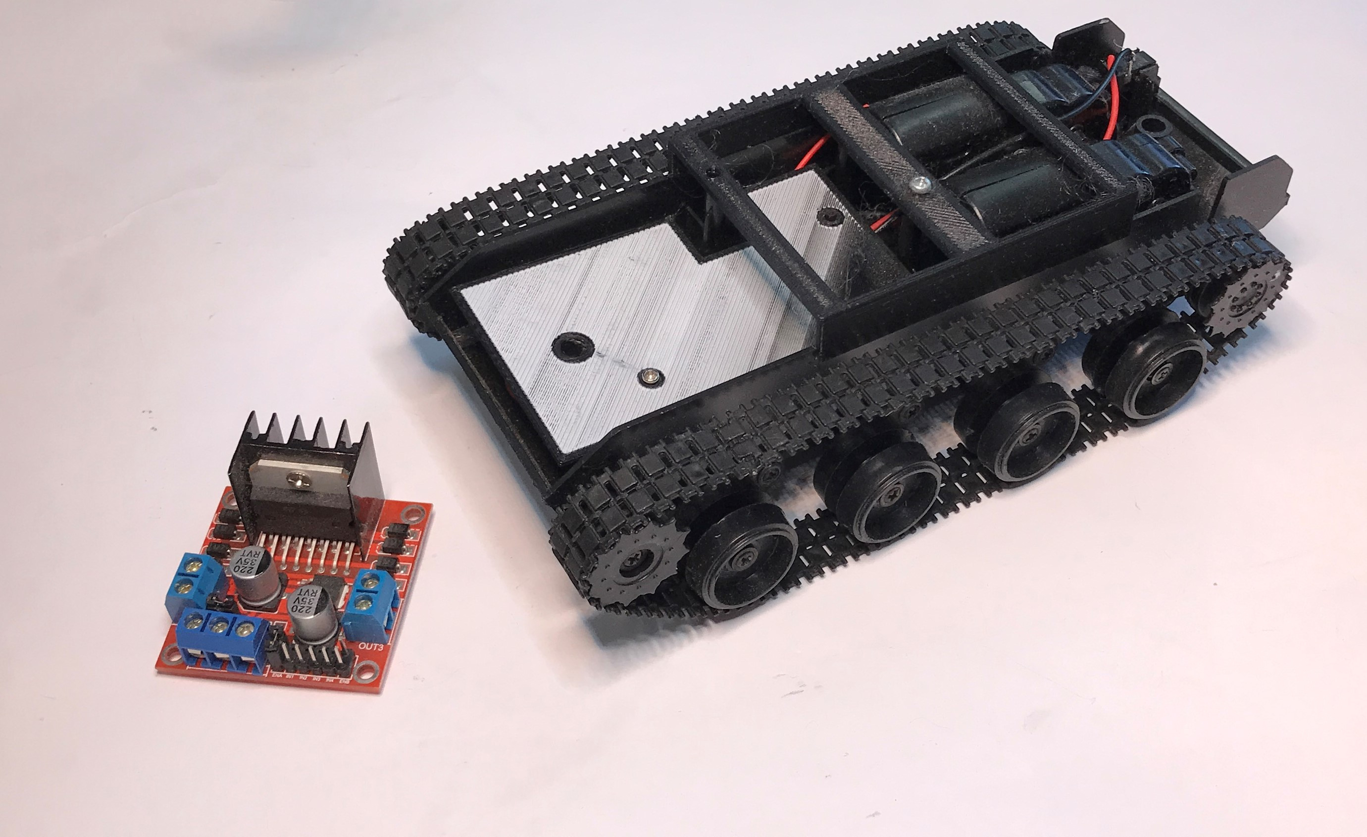Remote controlled tank/car (via WiFi), chassis with tracks, L298 module with NodeMCU