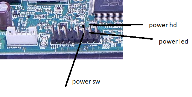 Podłączenie power sw, reset sw, HDD Led, power Led do płyty 042p49 z 5 ...