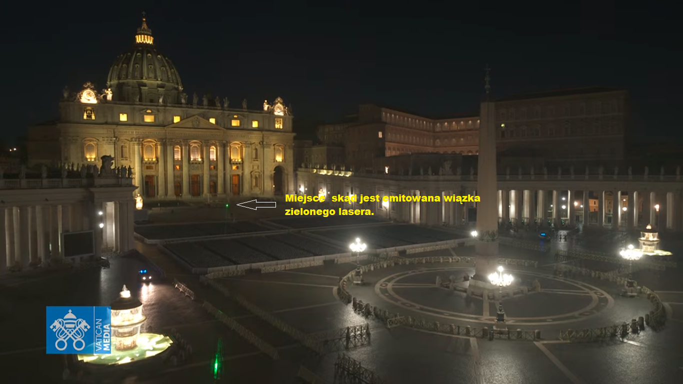 Plac Świętego Piotra, zielony laser - elektroda.pl