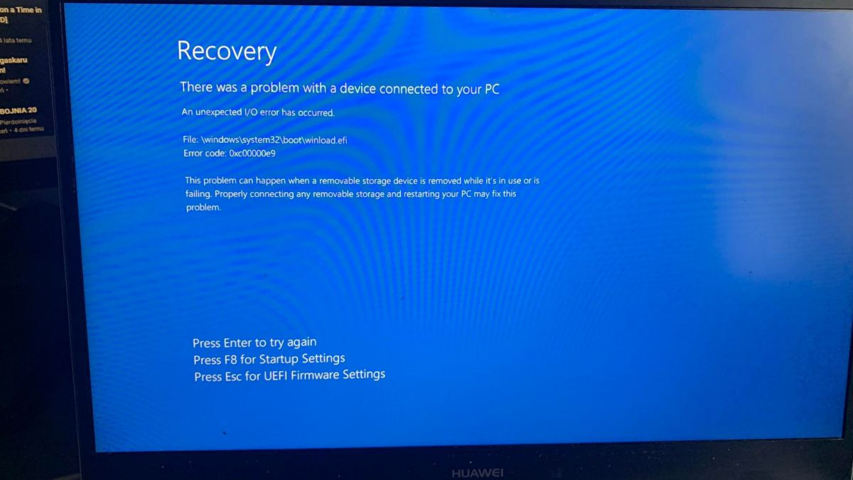 Dlaczego w laptopie HUAWEI pojawia się błąd systemu Windows?