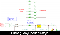 Zasilacz 12V 20A, prostszy układ na kilku tranzystorach.