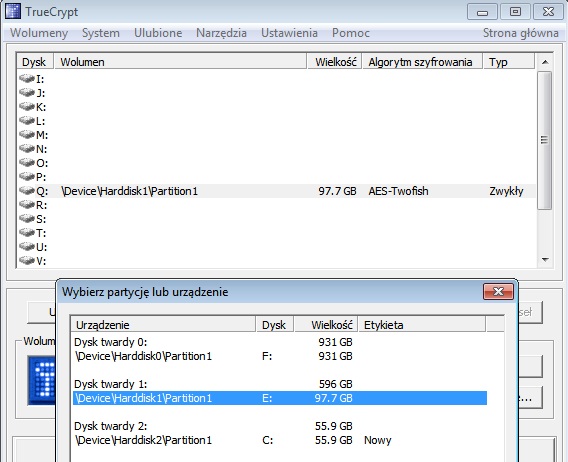 TrueCrypt 7.0a - brak partycji po restarcie, komunikat: No Bootable Device