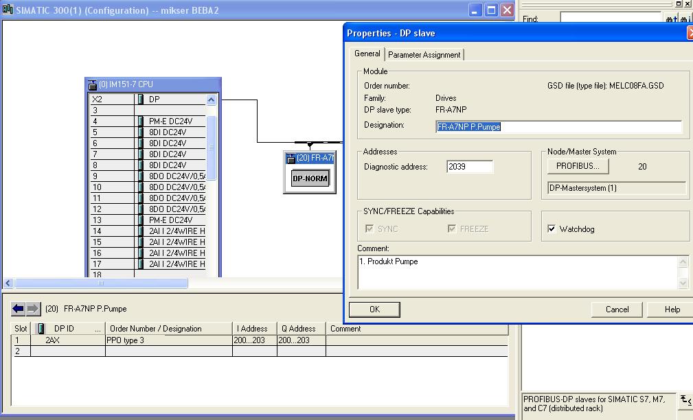 Step7 (STL) - Gdzie jest używany adres PQB 215 w konfiguracji hardware?