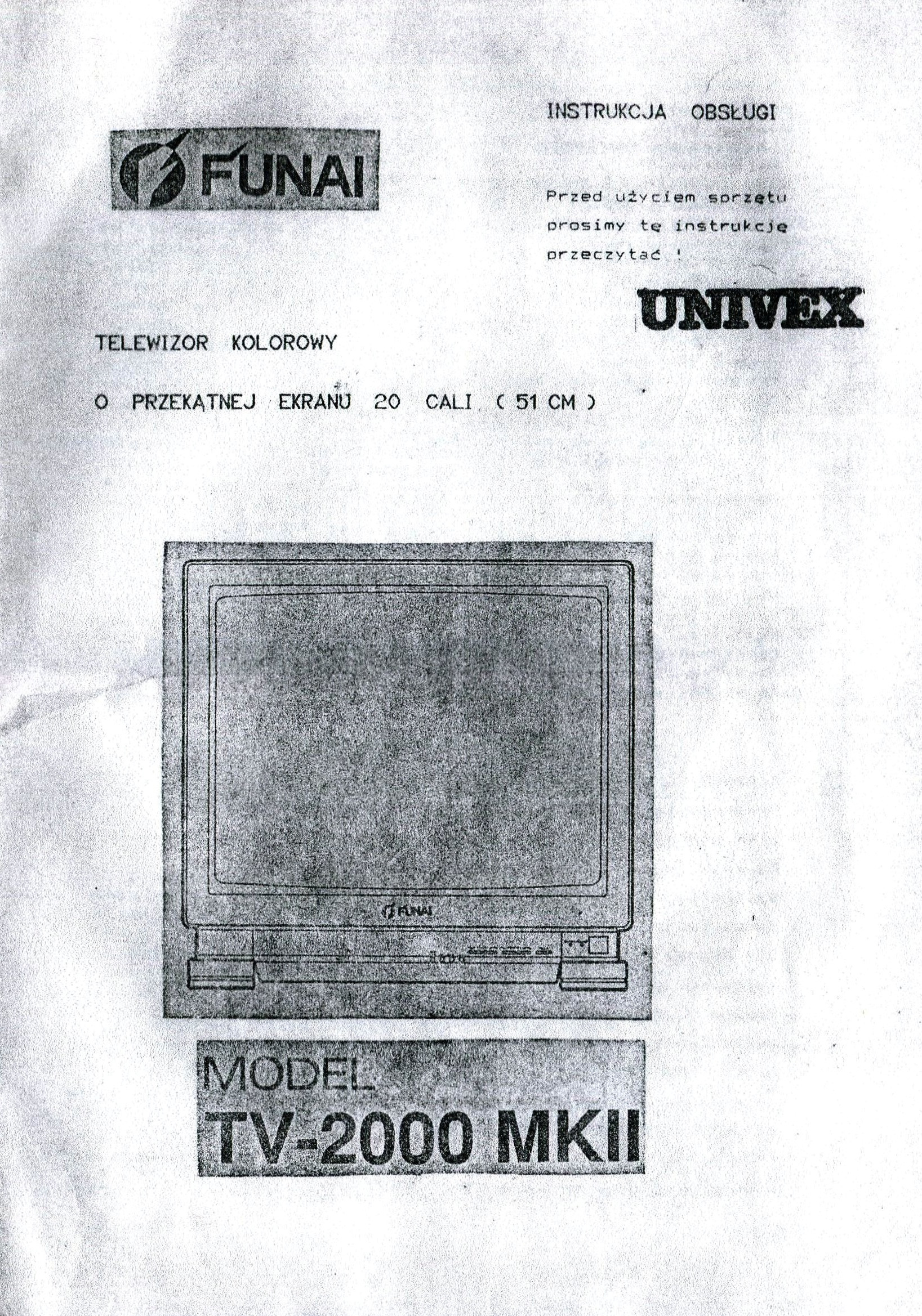 TV Funai TV-2000 MKII - instr obsługi PL - elektroda.pl