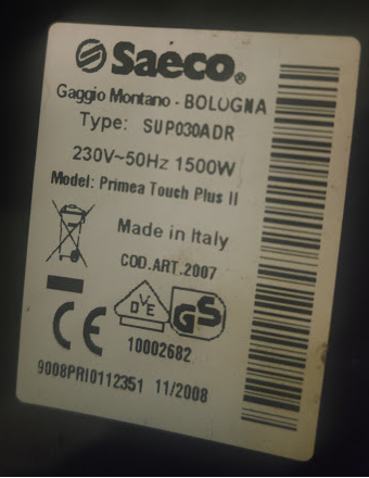 Saeco Primea Touch Plus SUP030ADR- Sterowanie młynka- błąd 1