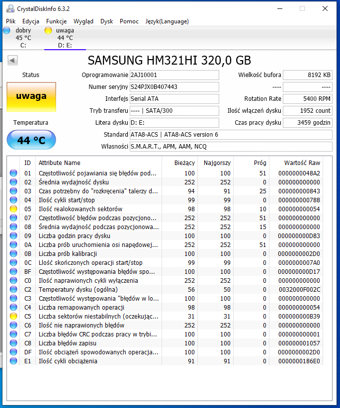 Samsung HM321HI - odzyskiwanie danych i zdjęć rodzinnych z dysku przez DMDE