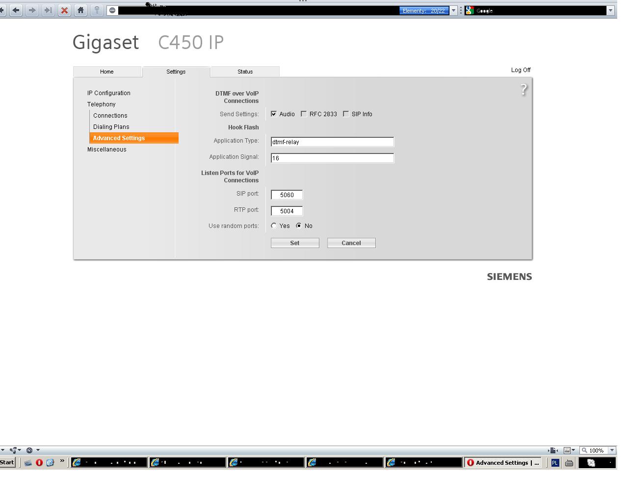 Neo - VoiP na ASUS WL-AM604g+telefon Simens GIGASET C405IP