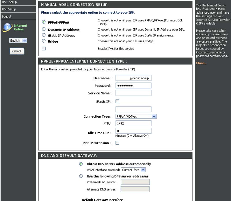 D-Link DSL-2750B - Router połączony, strony się nie otwierają