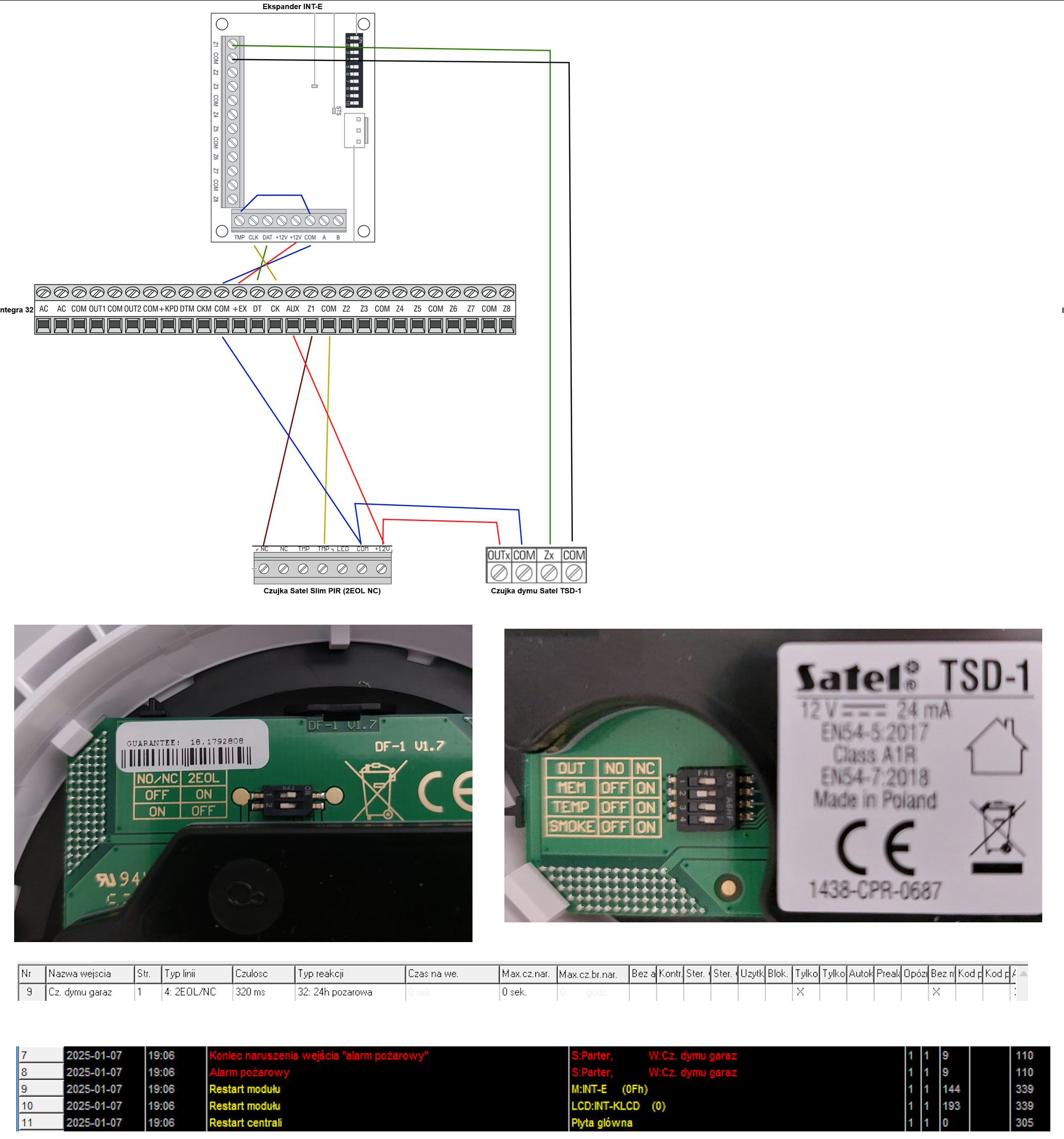 Czy można zasilić czujnik dymu Satel TSD-1 i czujkę ruchu jednym kablem?