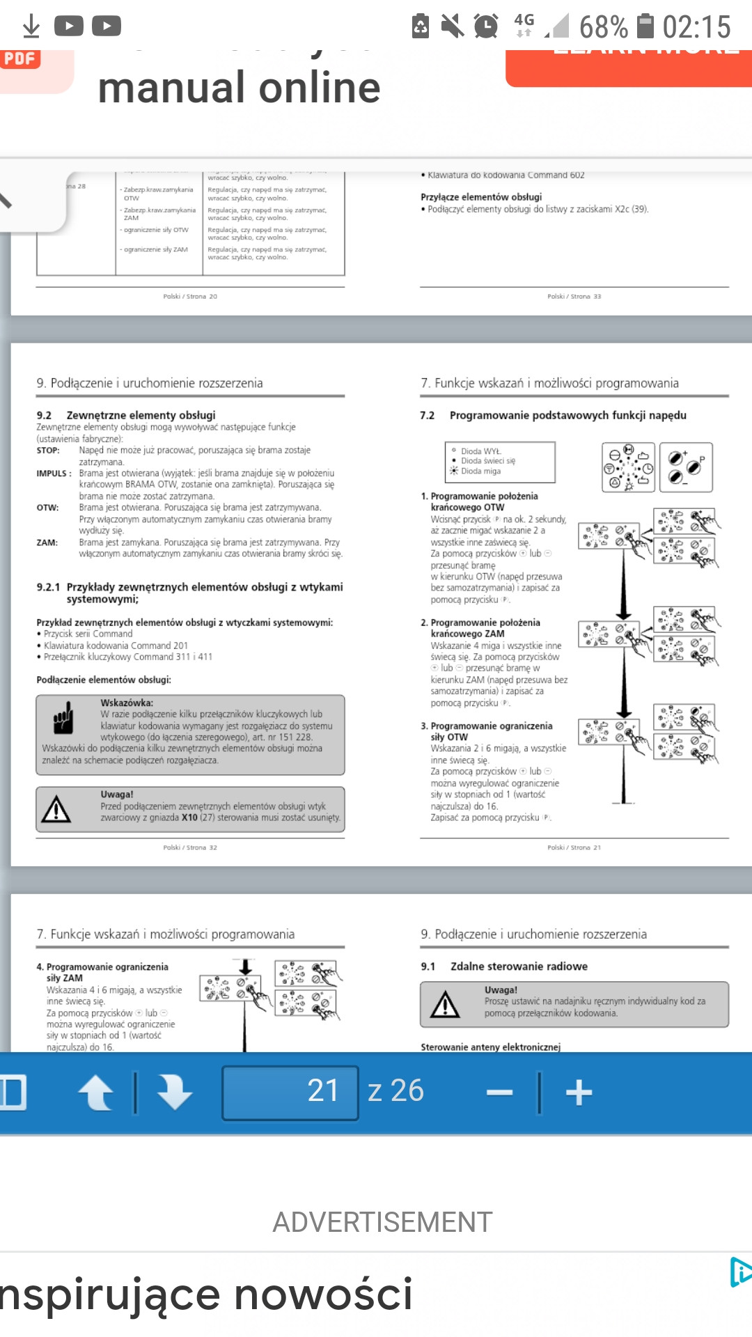 Programowanie sterownika bramy - instrukcja i schemat do modelu ze zdjęcia