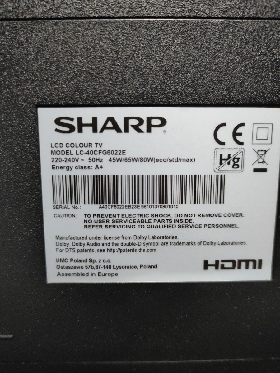 [Rozwiązano] Poszukiwany soft dla TV Sharp LC-40CFG6022E - odwrócony ...
