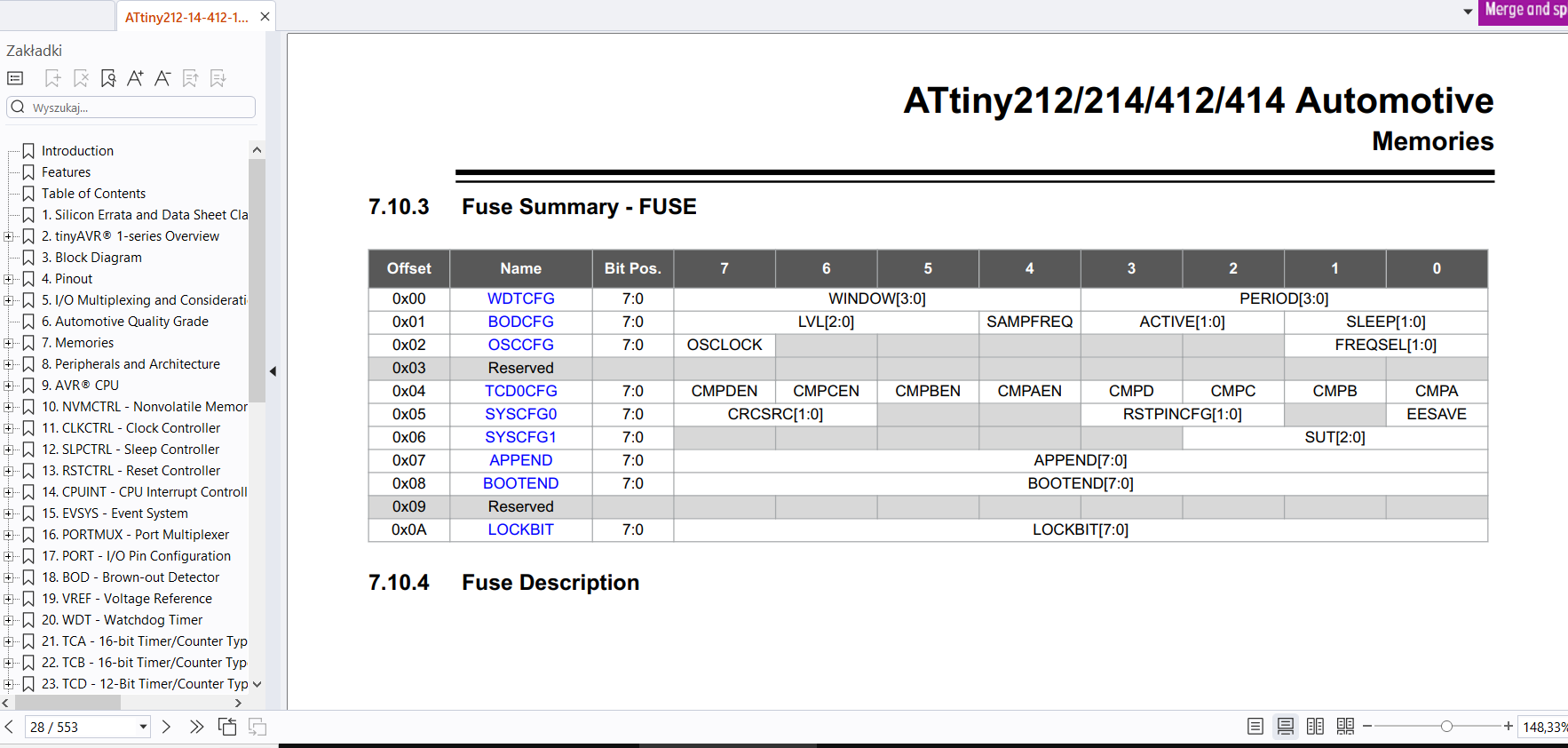 Ustawienia fuse-bitów w mikrokontrolerach Tiny 0-series z interfejsem UPDI