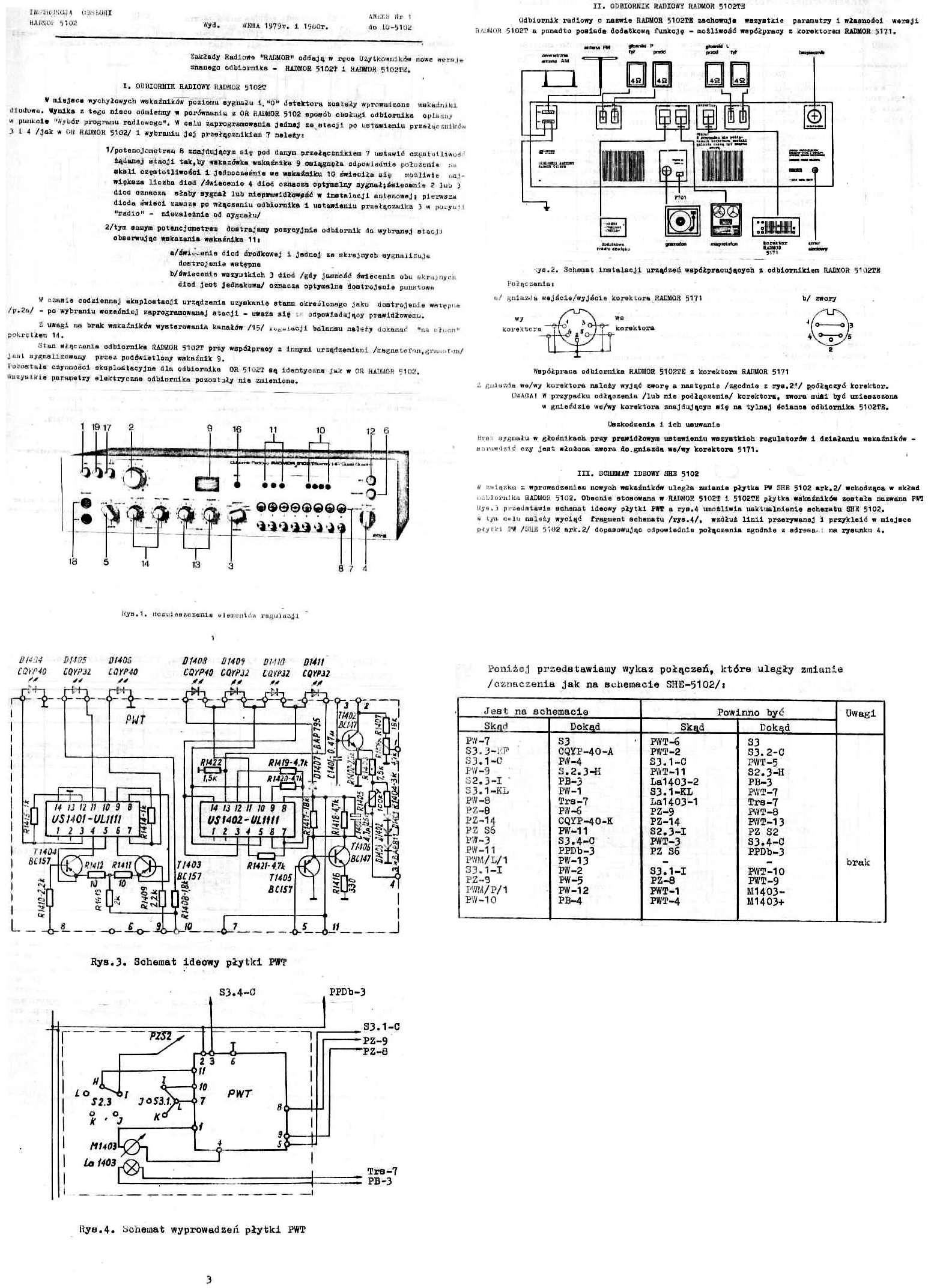 Schemat Radmor 5102-TE (płytka sterowania diodami)