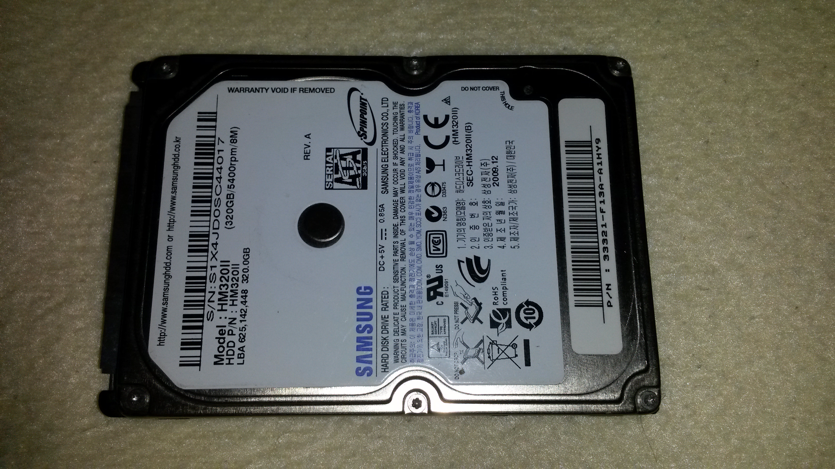 Dysk Samsung HM320II wydaje dziwne dźwięki i nie jest wykrywany przez ...