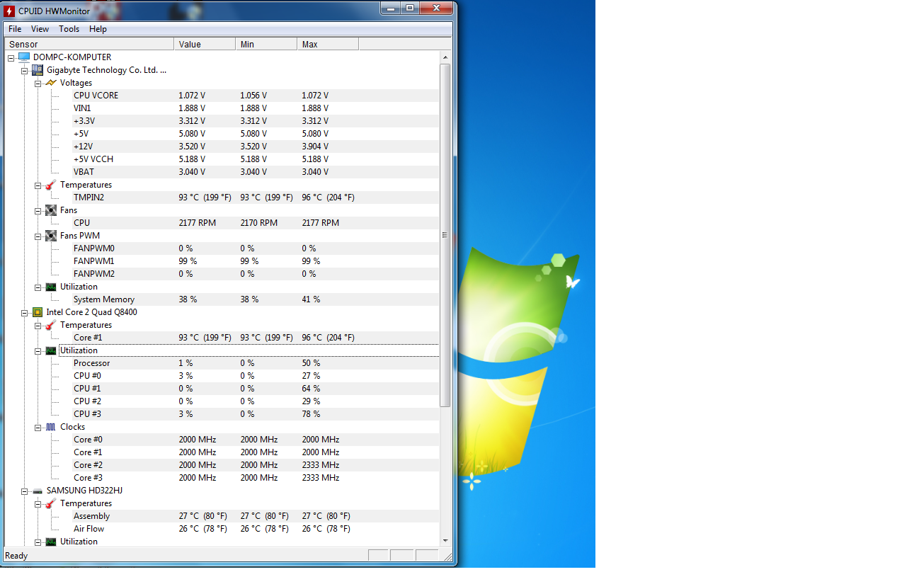 [Rozwiązano] Dlaczego po wymianie E8400 na Q8400 w TMPIN2 jest wysoka ...