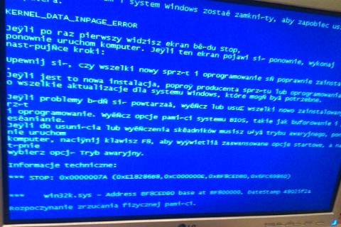 Windows XP BSOD 0x0000007A/F4 – częste zawieszanie, wolne uruchamianie ...