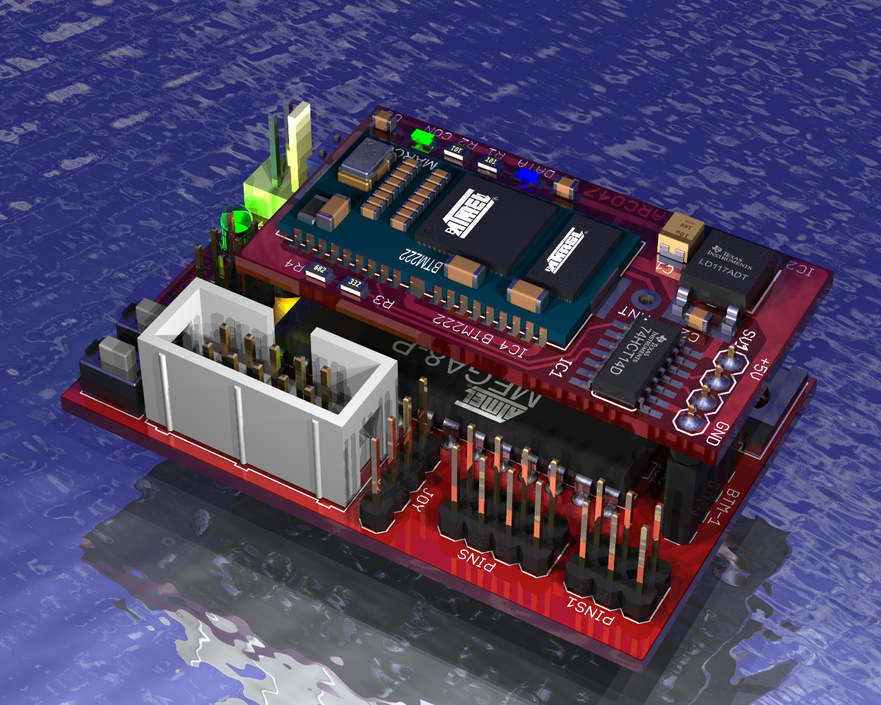[Eagle] Sprawdzenie PCB z Atmega88: odbiór UART z BTM-222, generacja ...