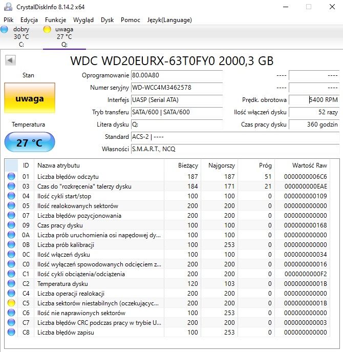 Dlaczego czytnik dysków Unitek nie otwiera WDC WD20 EURX-63T0FY0 SCSI?