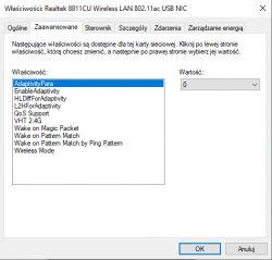 Konfiguracja karty sieciowej - poszukiwanie szczegółowych ustawień