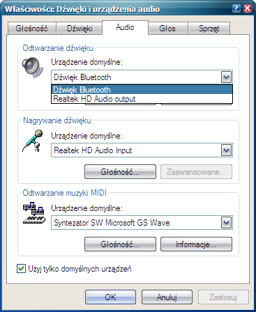 HP 8760W i Windows 7 x64 - brak urządzeń bluetooth w zakładce "dźwięk".