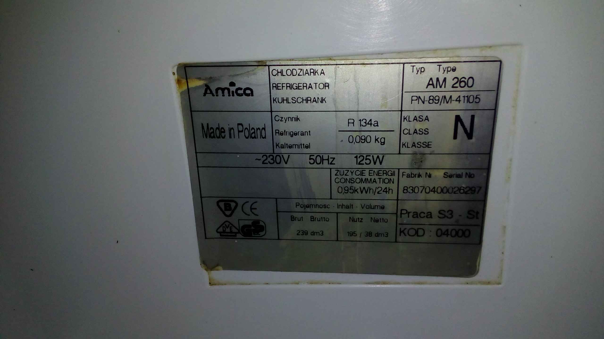 [Rozwiązano] Amica AM260 - lodówka poszukuję instrukcji obsługi i ...