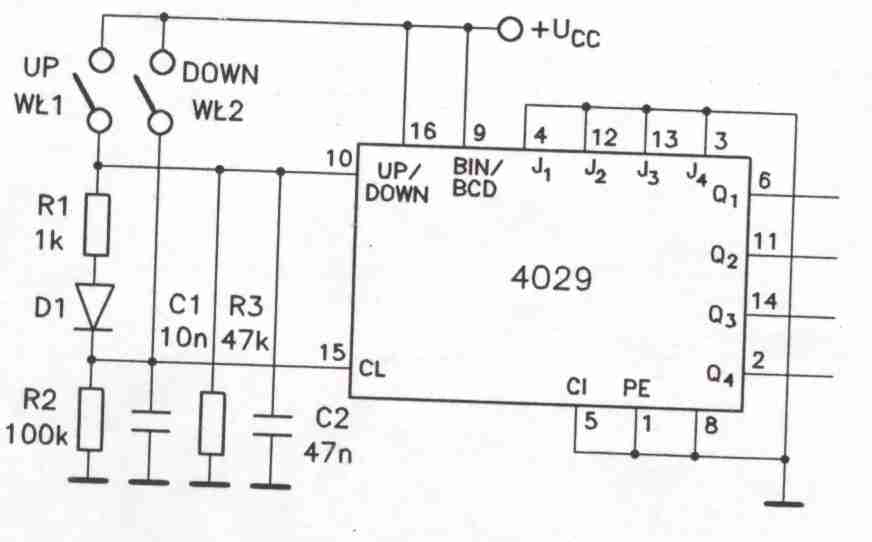 Nieprawidłowe zliczanie w liczniku rewersyjnym CD4029 - co sprawdzić?