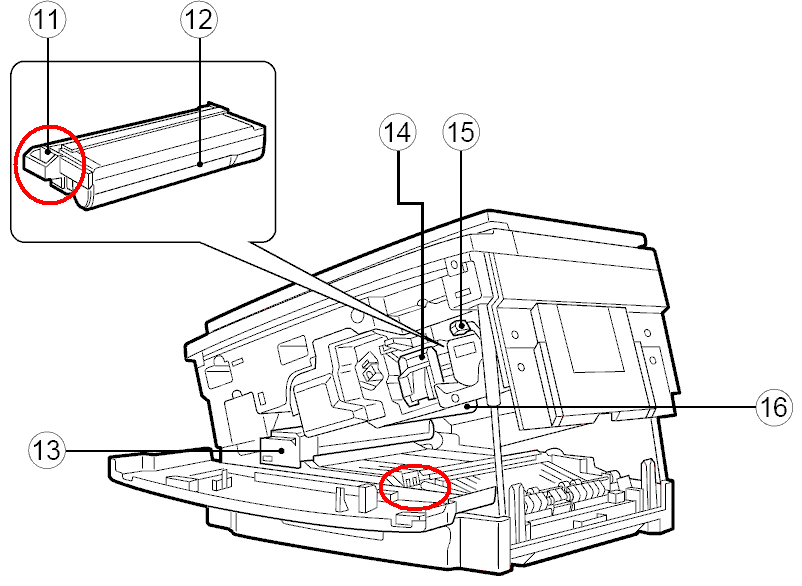 Sharp SF 2216 - rozsypujący się developer przy liczniku 56k